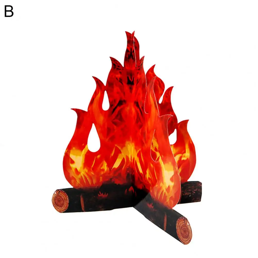 Flamme de simulation en papier enduit 3D, ornement de feu de camp ...