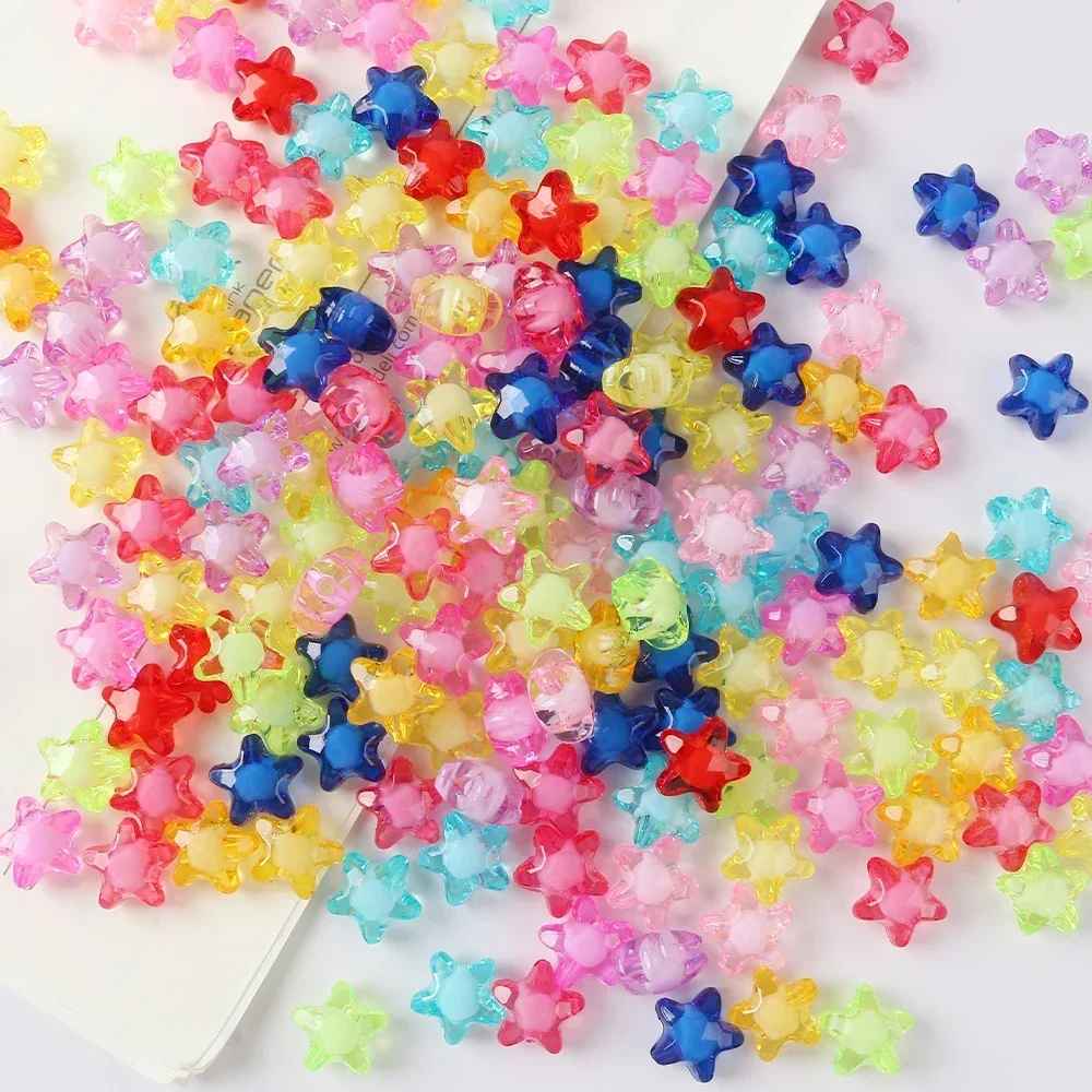 50pcs-Transparent-Faceted-Five-pointed-Star-Acrylic-Loose-Spacer-Beads ...