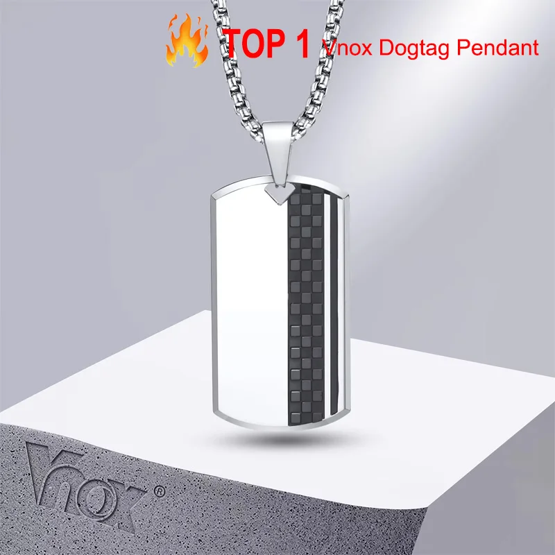 Vnox Men's Stainless Steel Dog Tag Pendant Necklace, Geometric Dogtag ...