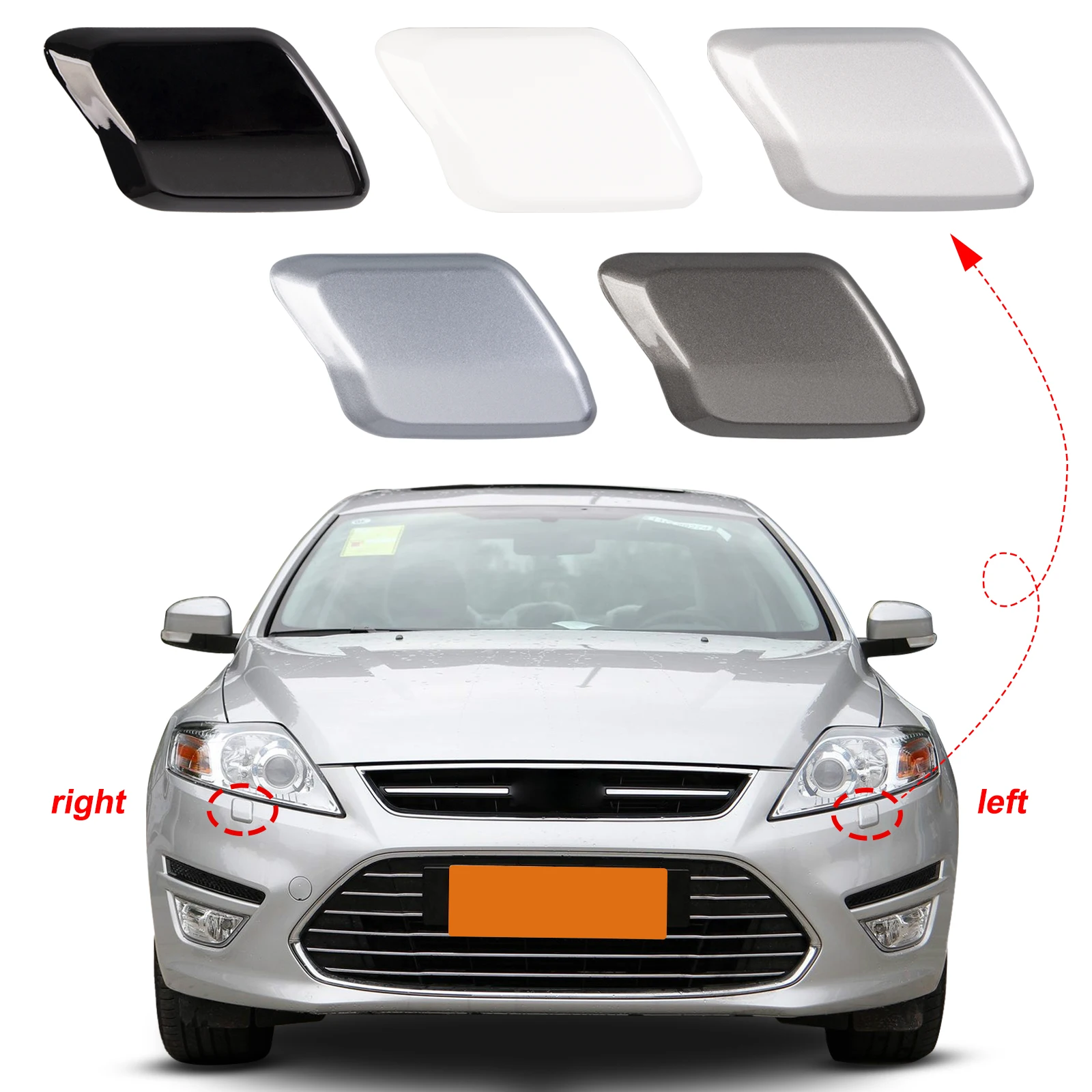 Front Bumper Headlight Washer Cover Headlamp Jet Spray Nozzle Cap For ...