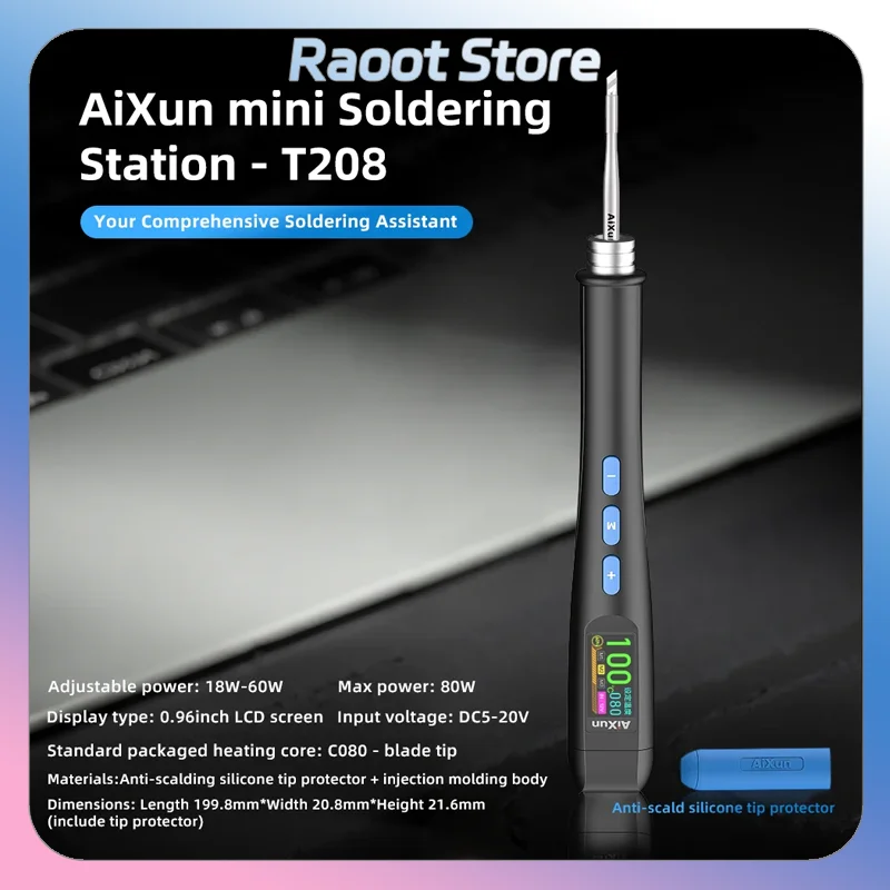 AiXun 미니 납땜 스테이션 T208 USB-C 스마트 납땜 인두 조절 가능한 온도 휴대용 정밀 납땜 스테이션 키트 ...