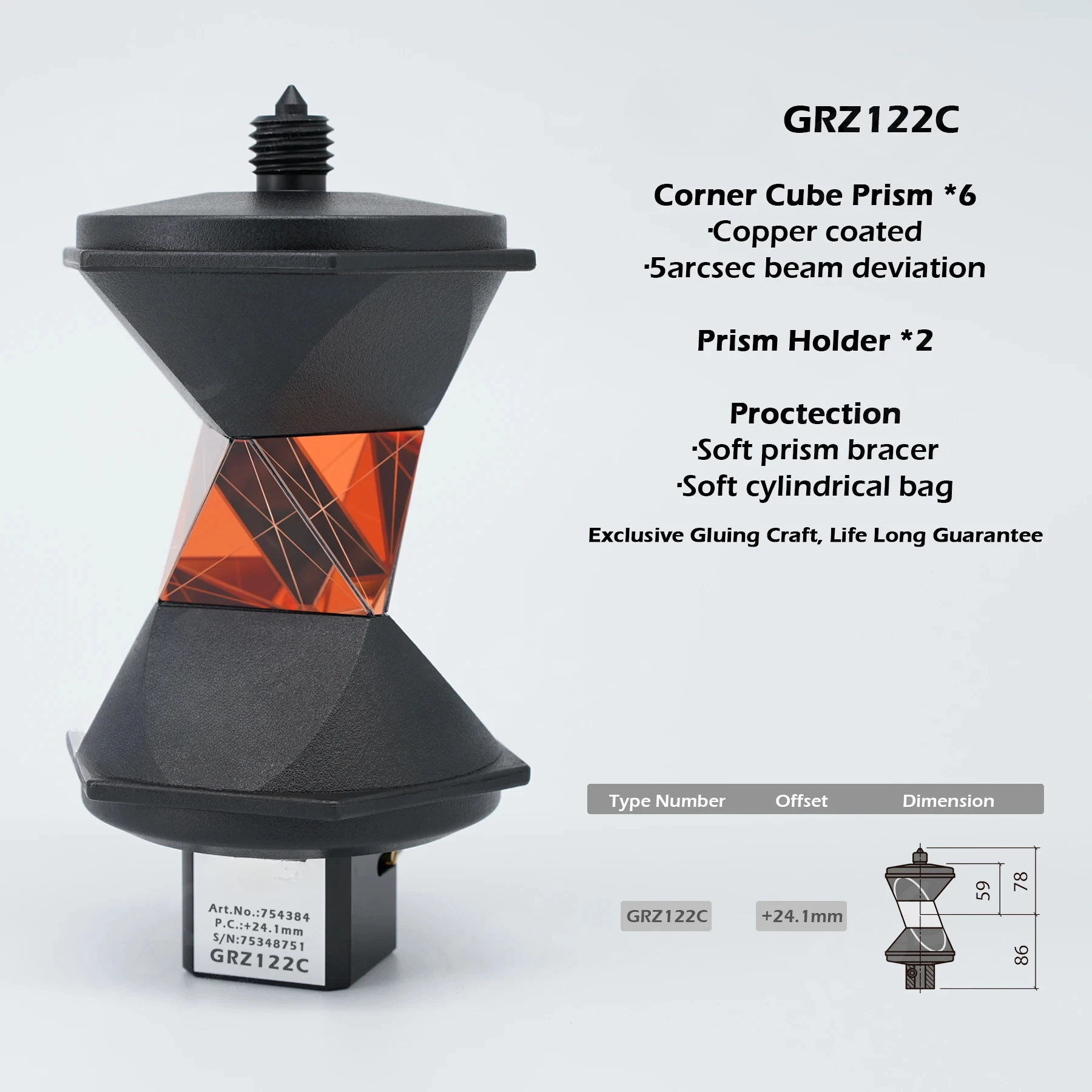 GRZ122C, 360 Degree Reflective Prism for Lei ATR Total-station, Land ...