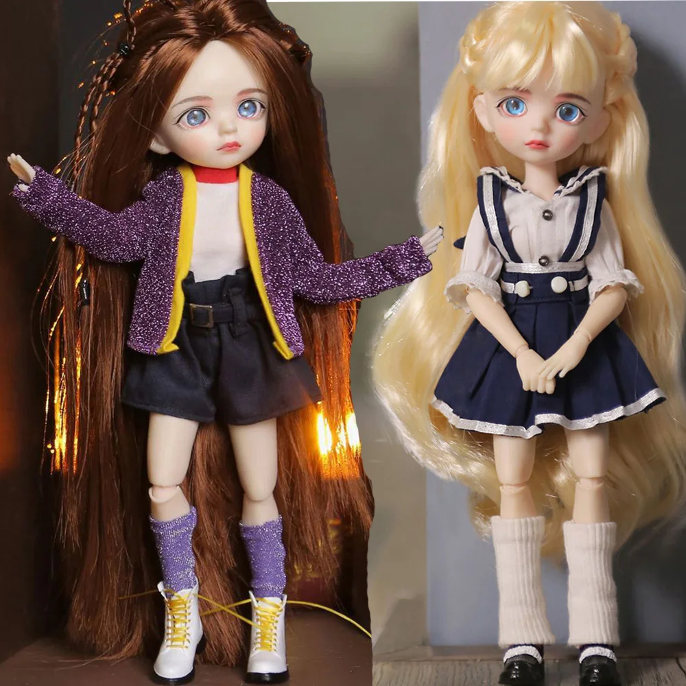 30cm Blyth Body Bjd Doll Blue Eyes Changable Wig Bjd Doll Handmake Up Bjd Doll Full Set With ...