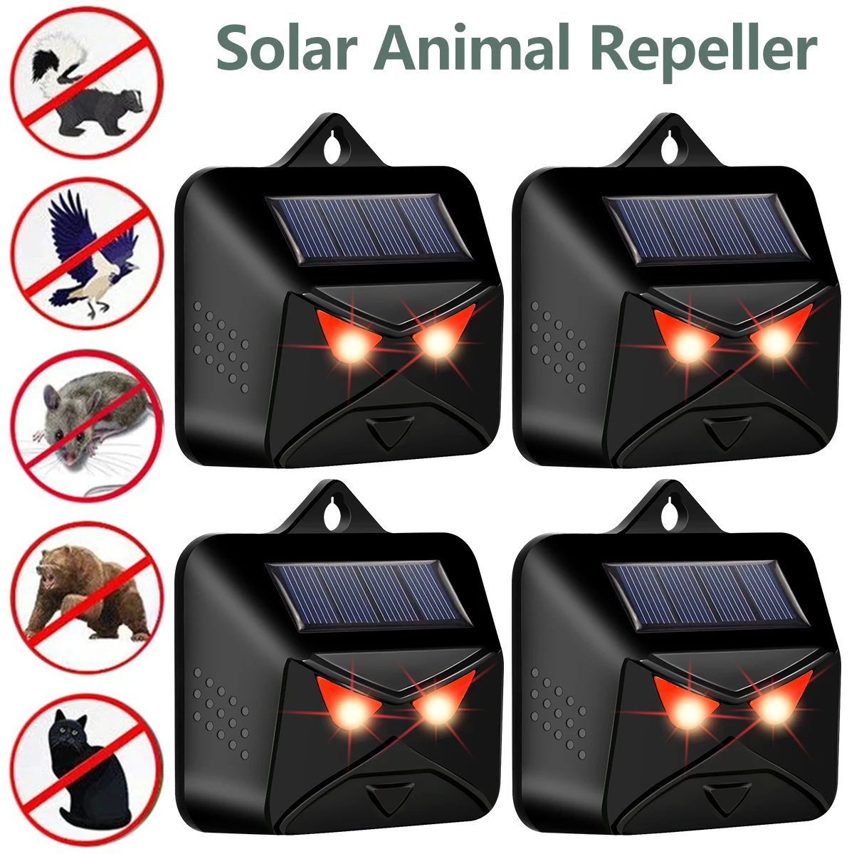 Répulsif solaire 62 pour animaux, étanche IP44, dissuasif pour animaux ...