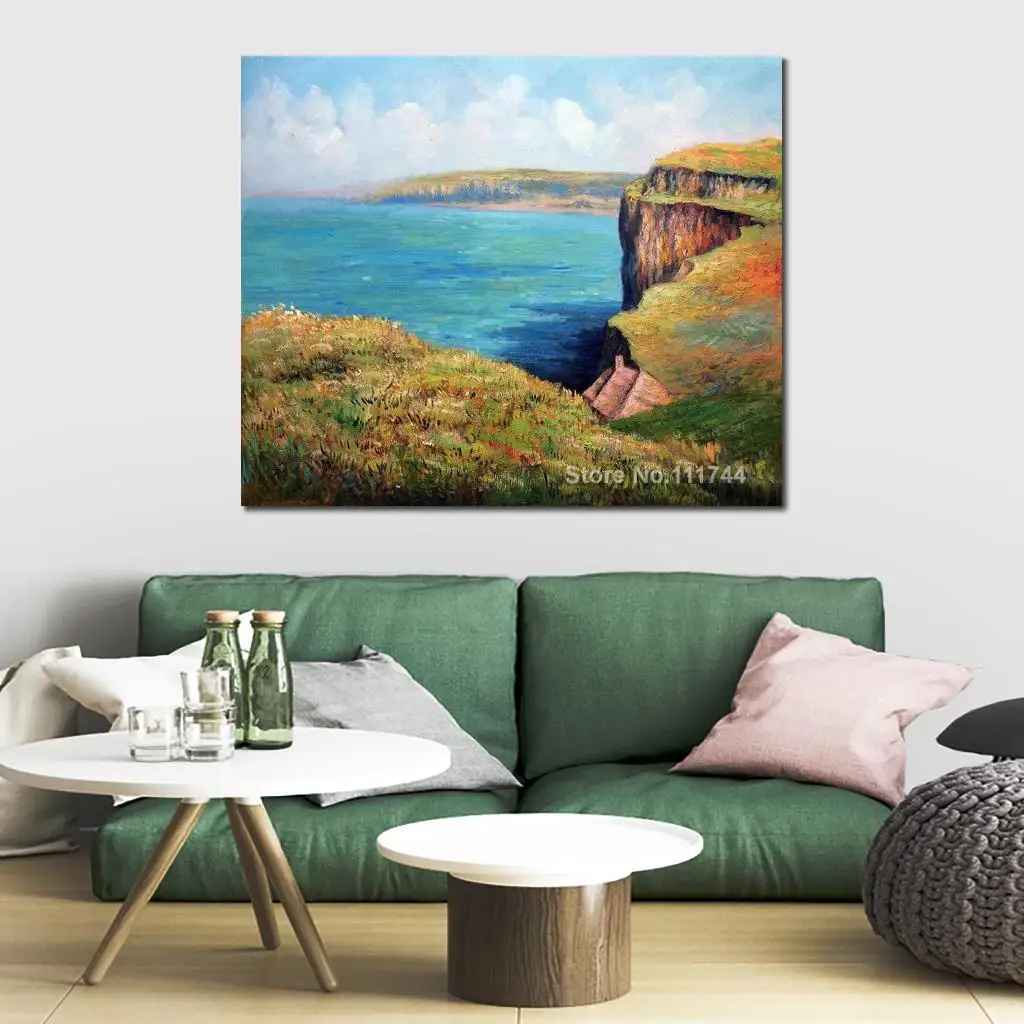Art Landscape Cliff At Fecamp Claude Monet Impressionism Handmade Oil ...