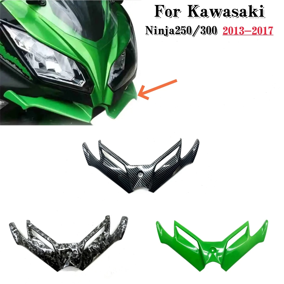 Motorcycle Front Wing and Rear Aerodynamic Spoiler Fairing for Kawasaki ...