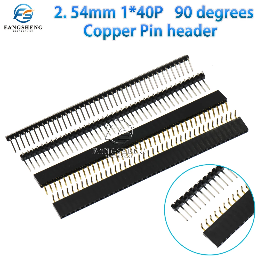 10pcs-1x-40-Pin-2-54-mm-Right-Angle-Single-Row-Pin-Header-Male-And ...