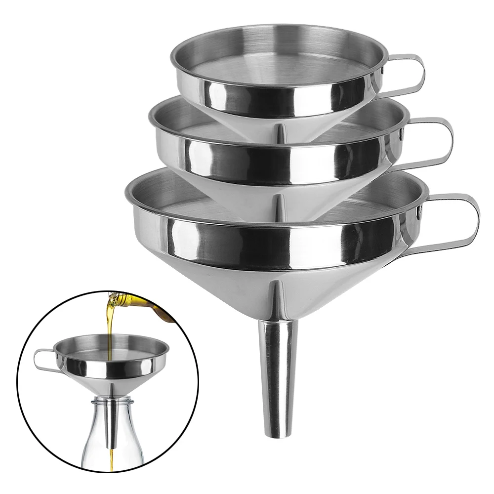 Wide-Mouth-Funnels-Bar-Wine-Beer-Oil-Flask-Funnel-Stainless-Steel-For ...