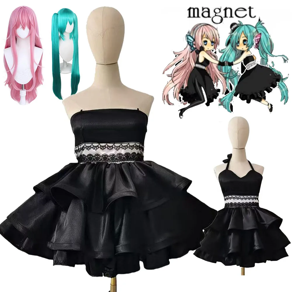 Mikuu/Lukaa Cosplay Costume Wig Women Halloween Cute Black Dress Mikuu ...