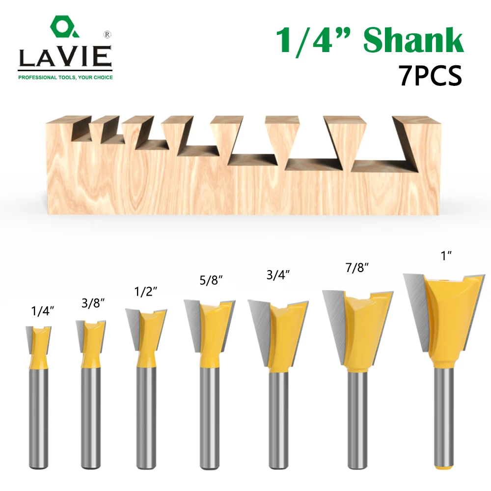 LAVIE-7pcs-6-35mm-Shank-Dovetail-Joint-Router-Bit-Set-14-Degree ...