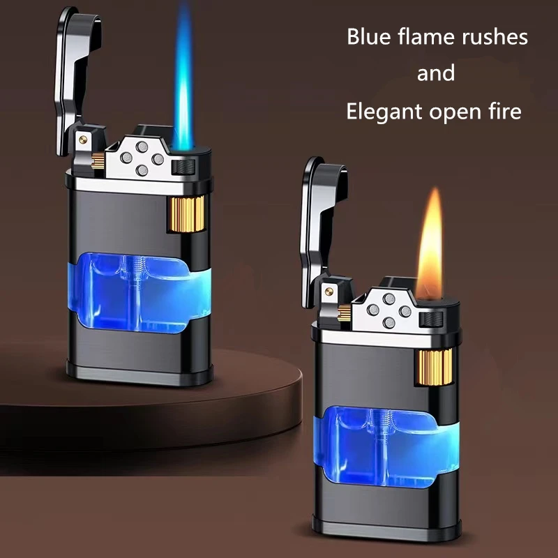 New-Transparent-Warehouse-Flame-Gas-Lighter-Metal-Torch-Turbo-Unusual ...