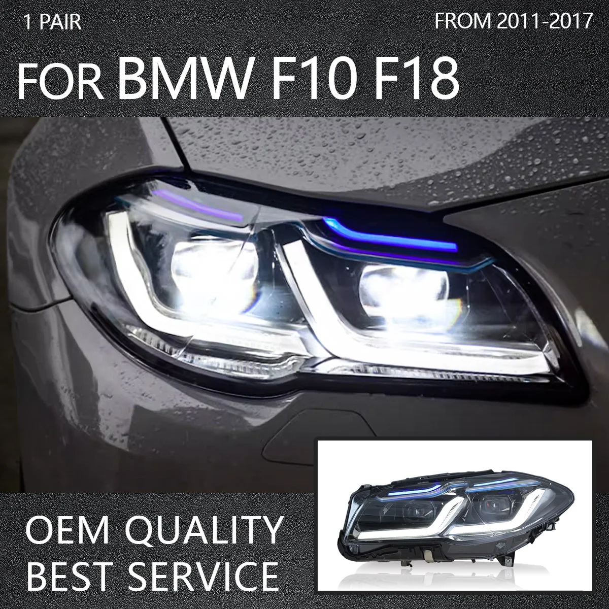 Car-Lights-For-BMW-F10-LED-Headlight-Projector-Lens-2010-2016-F18-520i ...