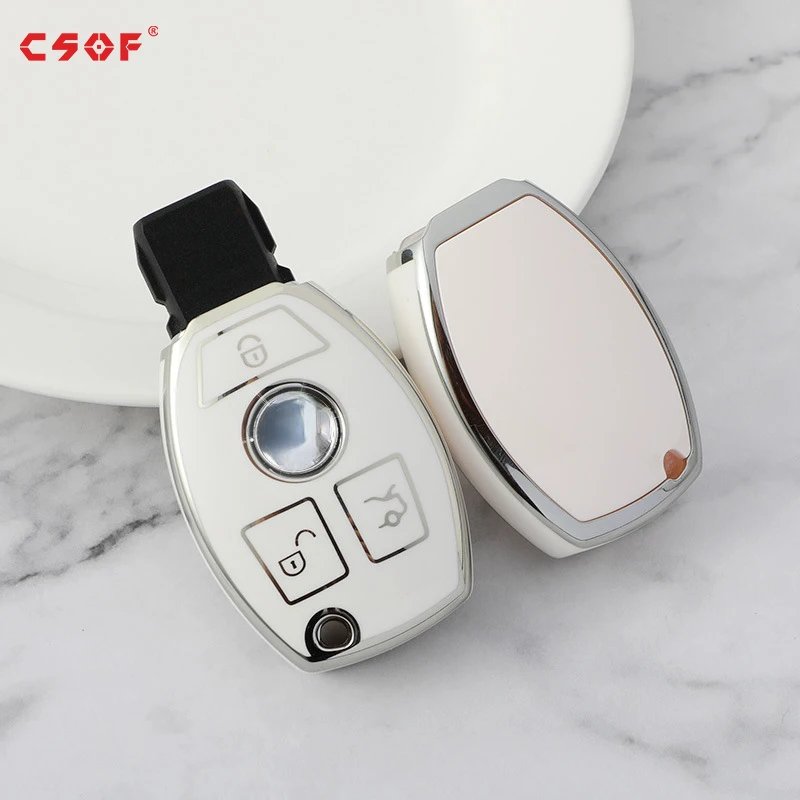 Electroplate-TPU-Car-Key-Case-Cover-Shell-Fob-For-Mercedes-Benz-A-B-C-E ...