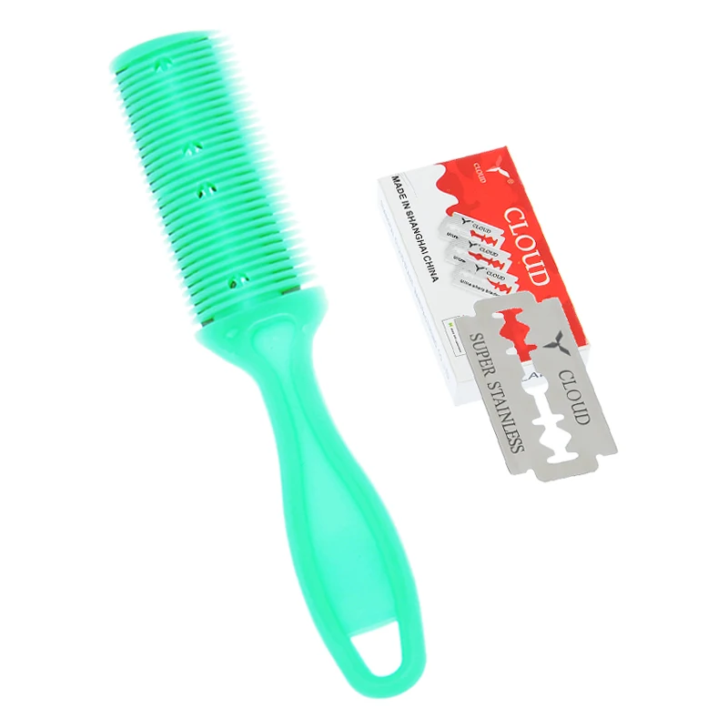 Professional-Double-Sided-Hair-Razor-Comb-with-Blade-Hair-Cutting ...