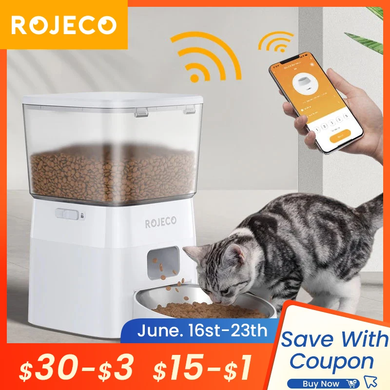 ROJECO-2L-Automatic-WIFI-Cat-Feeder-Smart-Pet-Food-Dispenser-For-Dry ...