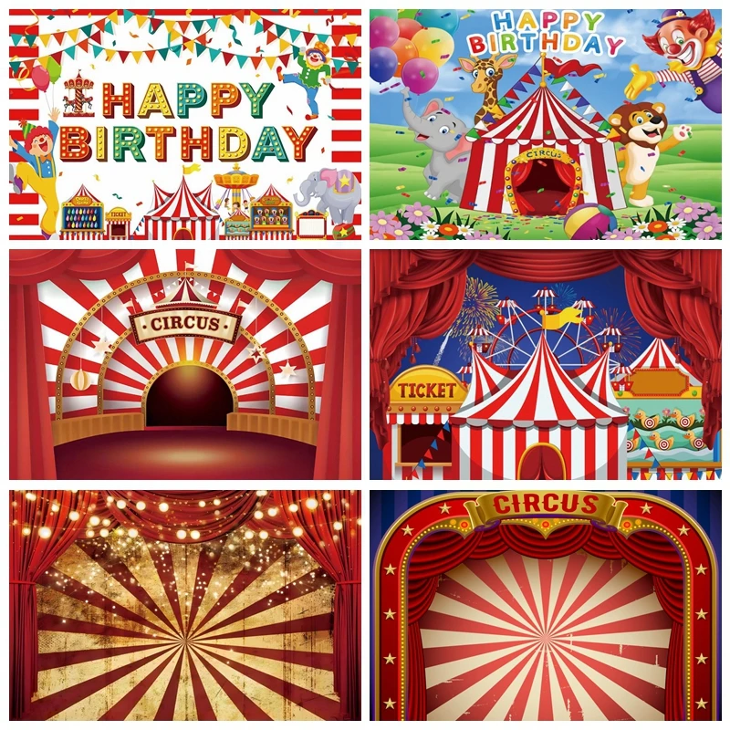 Circus Theme Birthday Party Backdrop Newborn Children Portrait ...