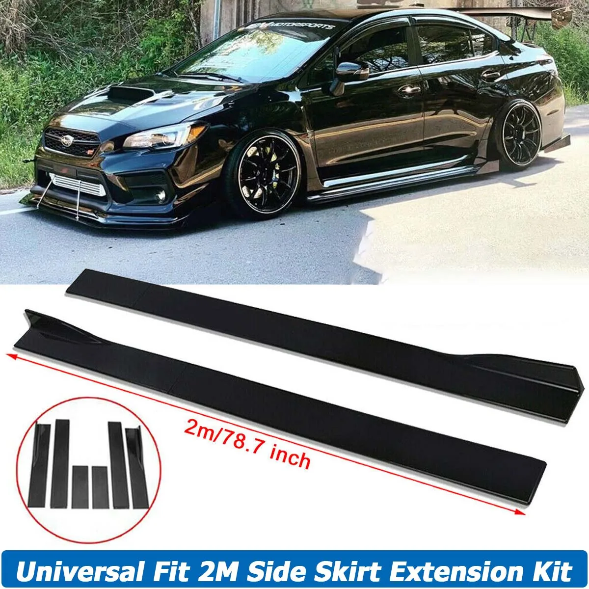 2m / 2.2m Side Skirt Universal For Subaru Wrx Sti 2015-2021 Extension ...