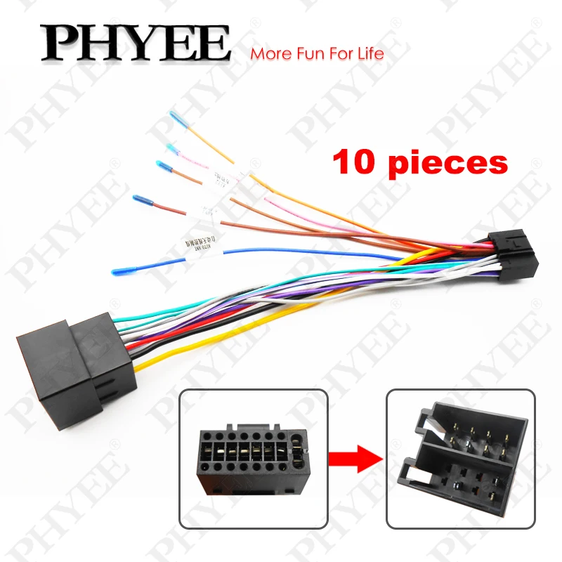 10-Pieces-16-Pin-Wiring-Harness-Adapter-ISO-Connector-16P-Plug-Car ...