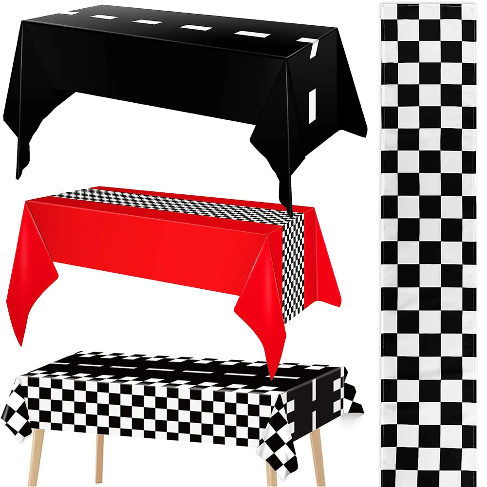 Black-and-White-Checkered-Tablecloths-Checkered-Flag-Tablecover-Table ...
