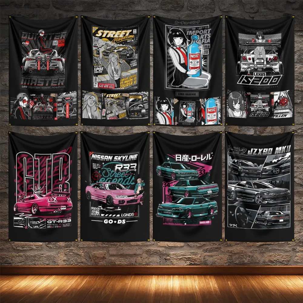JDM-Modified-Racing-Car-Flagge-Polyester-Digital-Printing-Cars-Banner ...