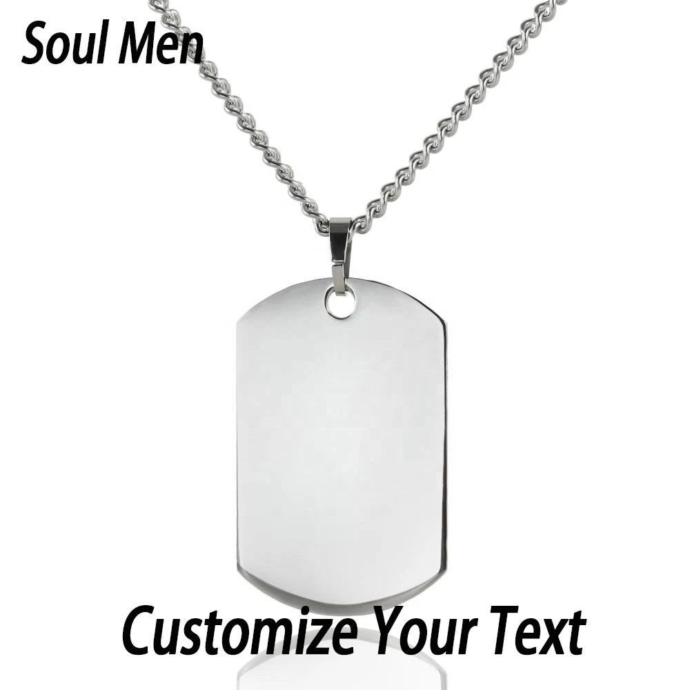 Stainless-Steel-Necklace-Name-Blank-Dog-Tags-Pendant-For-Men-Rectangle ...