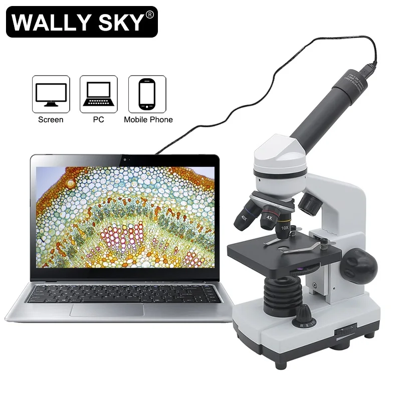 Monocular-Microscope-Student-Biological-Microscope-40X-1600X-Top-Bottom ...