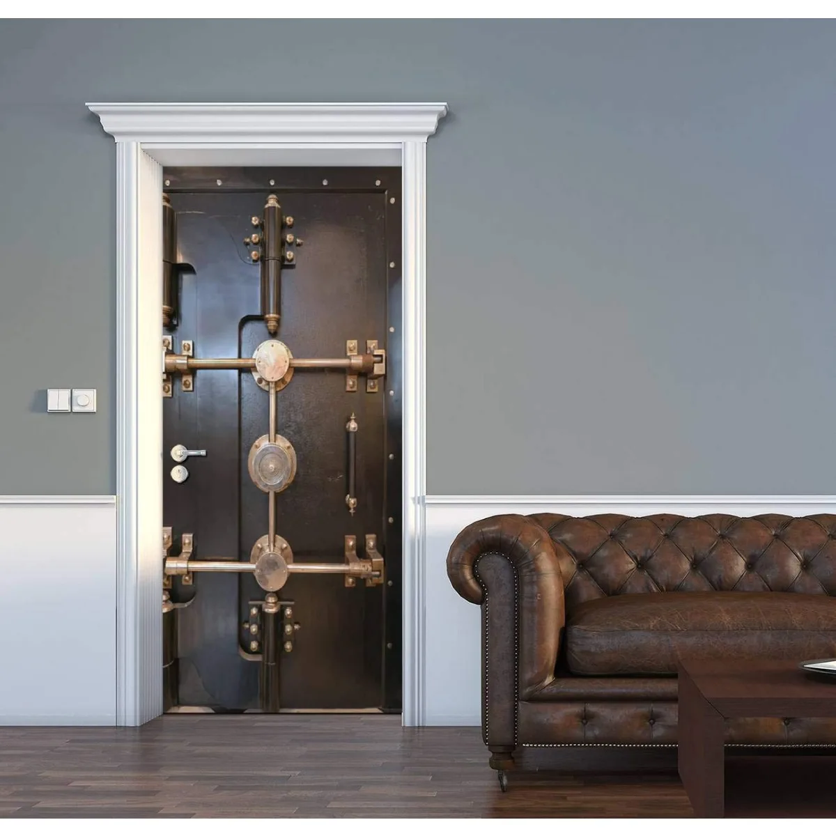 Antique Bank Vault Door Metal Door 3D Door Stickers Removable Self ...