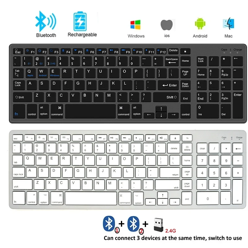 Wireless-Bluetooth-5-0-Keyboard-2-4G-English-102-Keycaps-For-MacBook ...