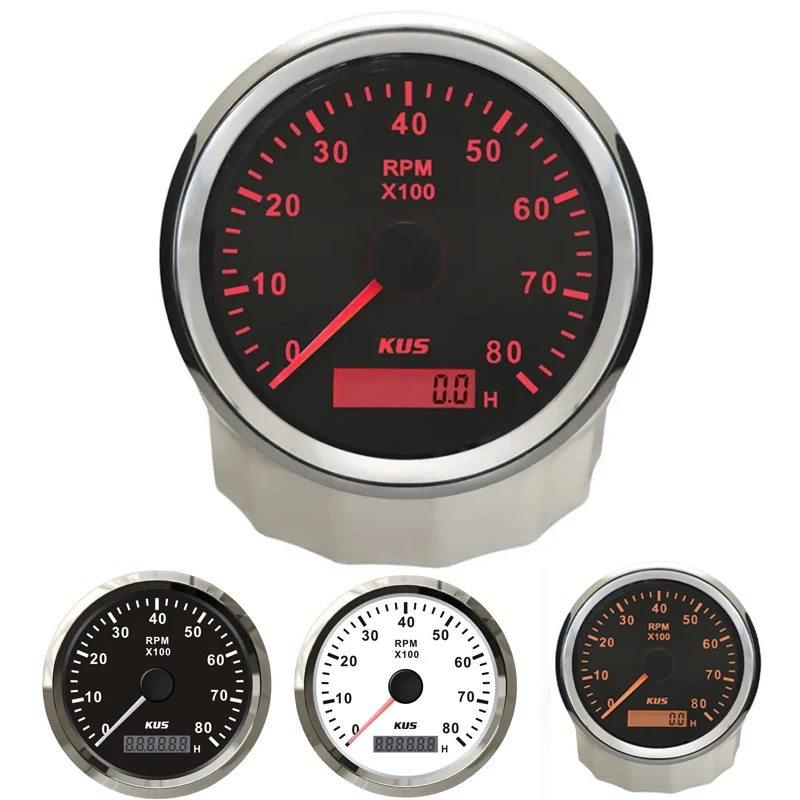 Kus-Brand-New-0-8000RPM-Marine-Waterproof-Tachometers-Black-Revolution ...