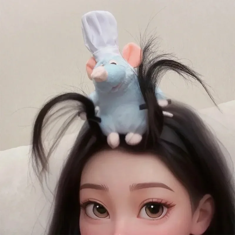 Creative Funny Ratatouille Cartoon Headband Cute Plush Mouse Doll Wide ...