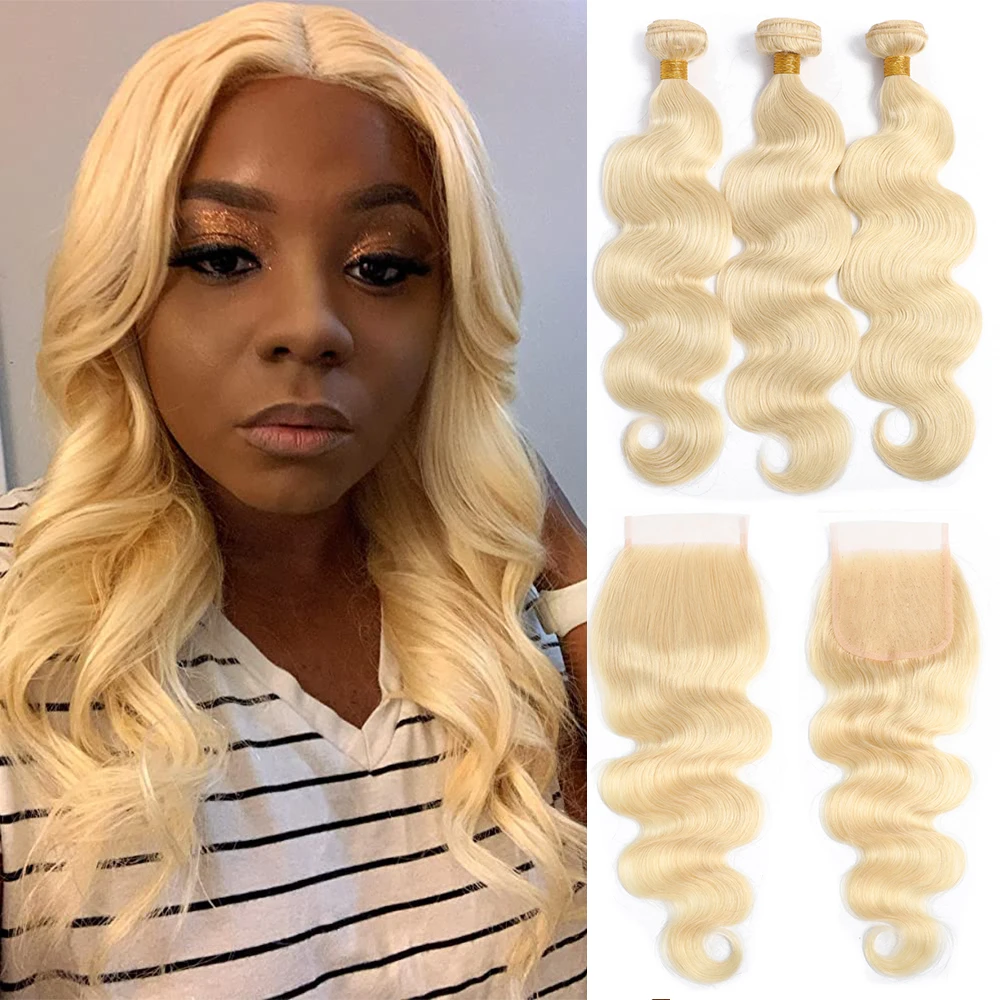 Body-Wave-Blonde-Human-Hair-Bundles-With-Closure-Brazilian-Hair-Weave-3 ...