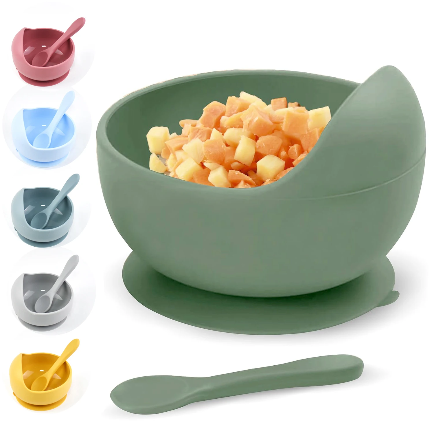 Silicone-Baby-Bowl-Self-feeding-Training-Snail-Bowl-Infant-Anti-Drop ...