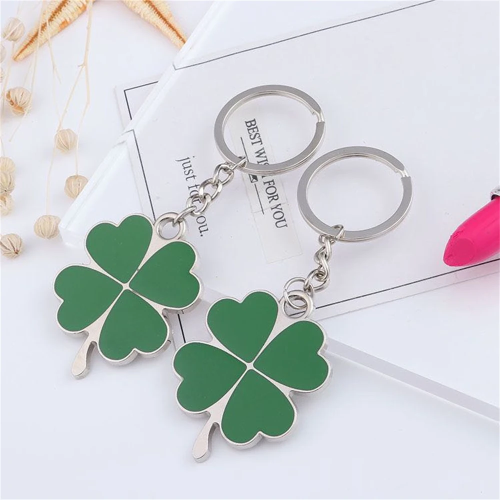 Metal-Creative-Green-Four-Leaf-Clover-Keychain-Charms-Lucky-Key-Holder ...