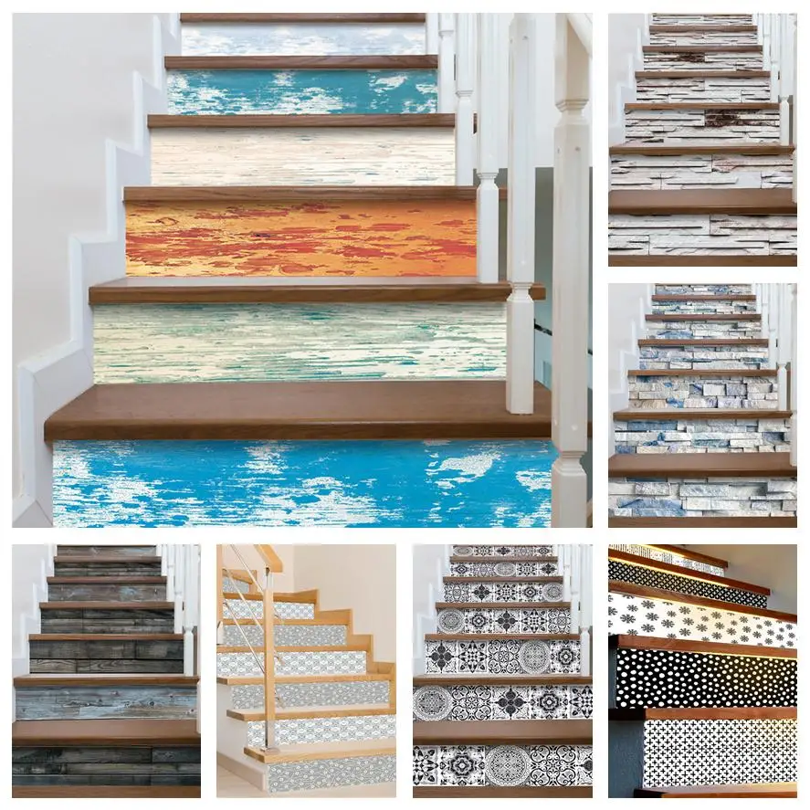 21x100cm Stairs Stickers Wood Grain Self-adhesive Wallpaper Wall Decal ...