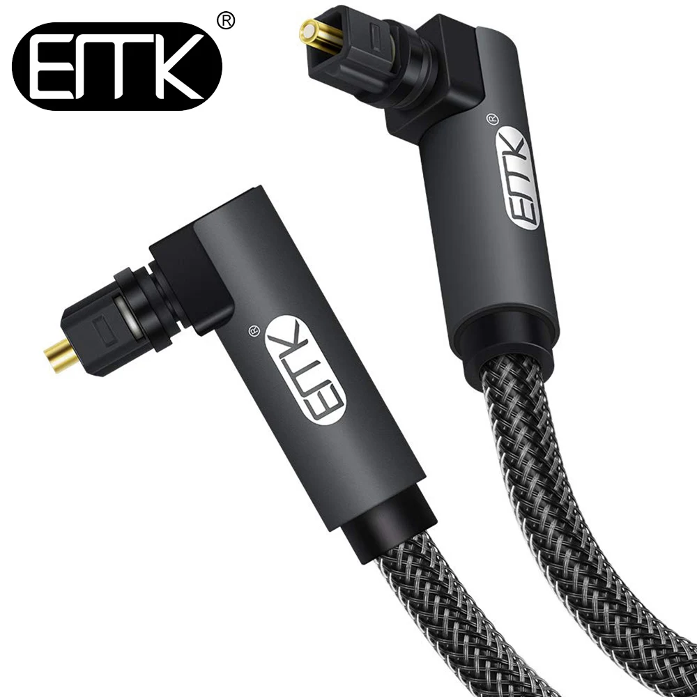 EMK-Dual-90-Degree-Optical-Audio-Cable-Free-Rotating-Toslink-Plug-Nylon ...