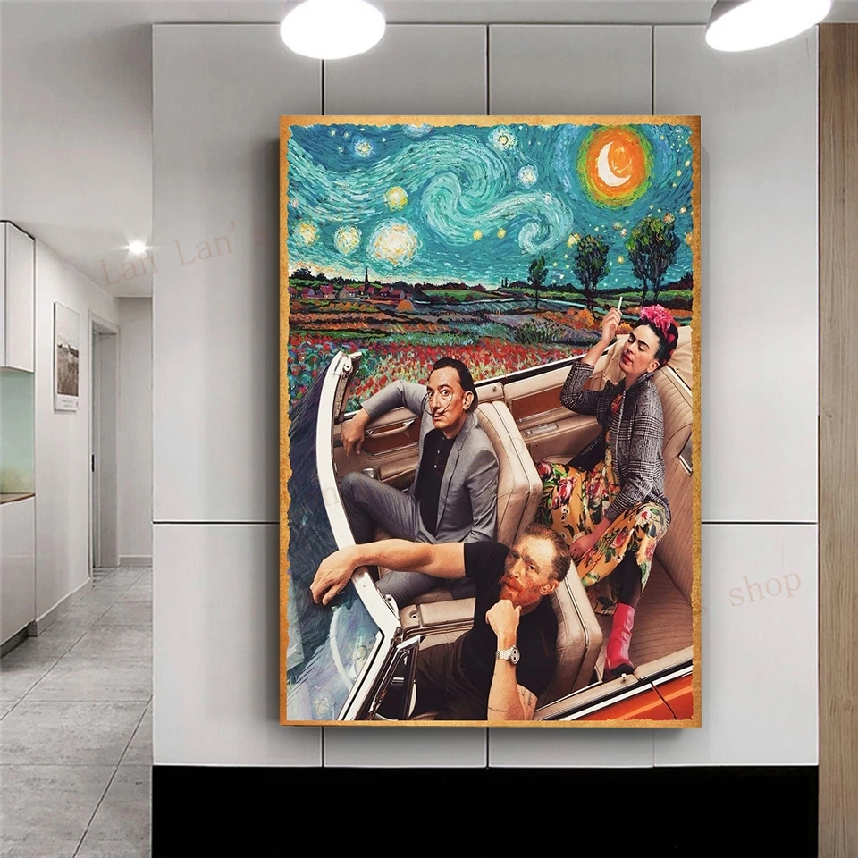 Vincent Van Gogh Salvador Dali Funny Art Poster Canvas Painting Wall ...