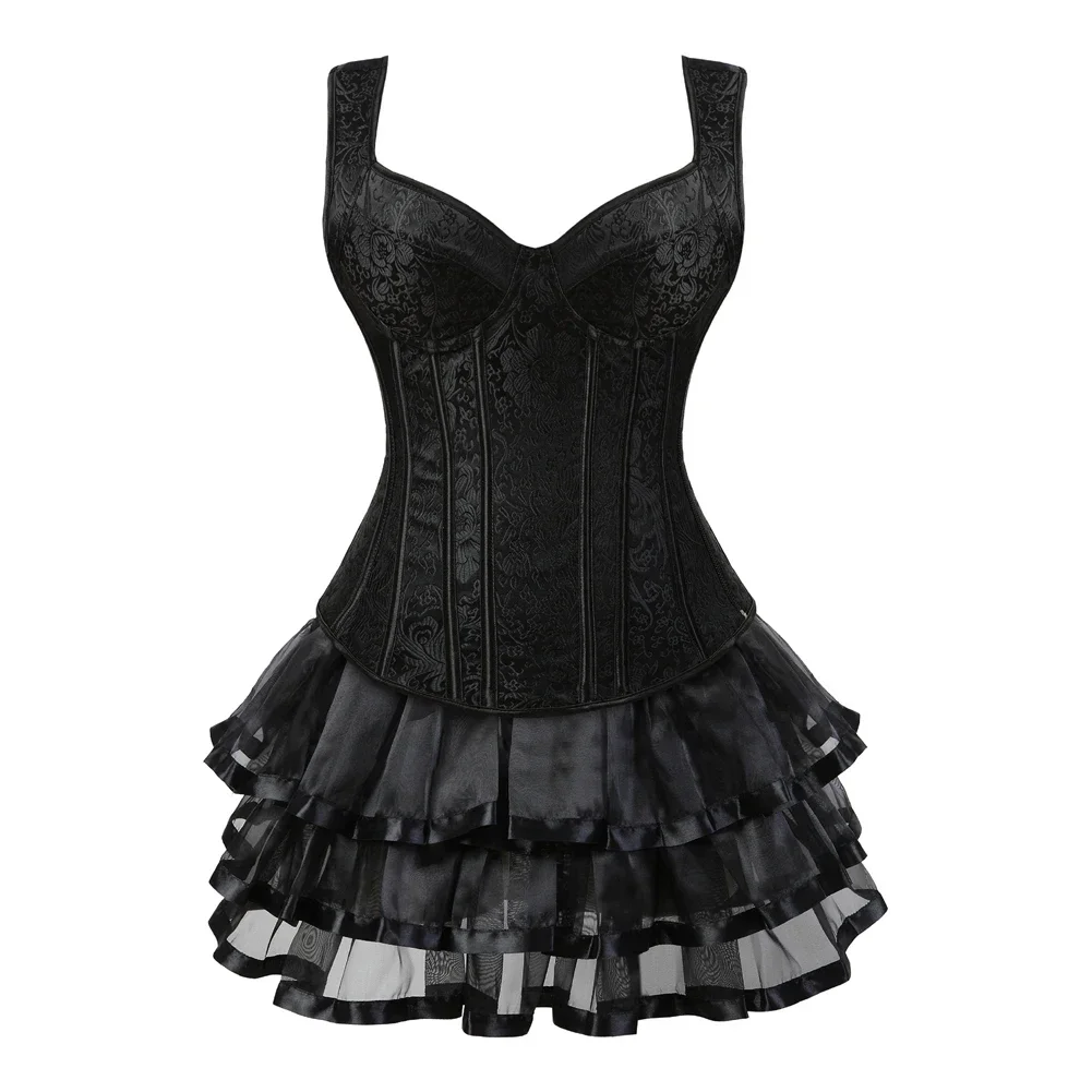 Women's Steampunk Corset Skirt Adjustable Straps Bustier Sexy Lace-Up ...