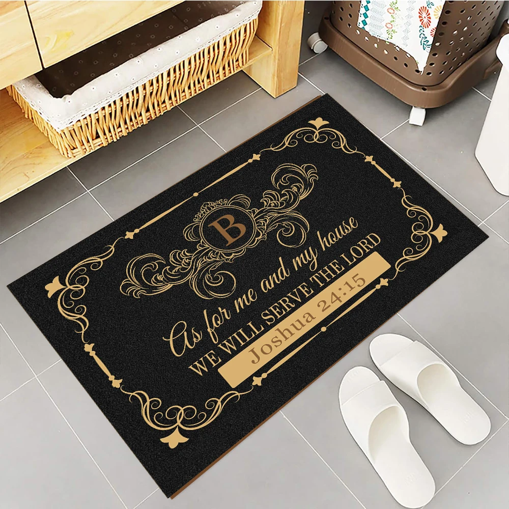 Custom Initial Doormat with Family Name Christian Bible Religion,Non ...