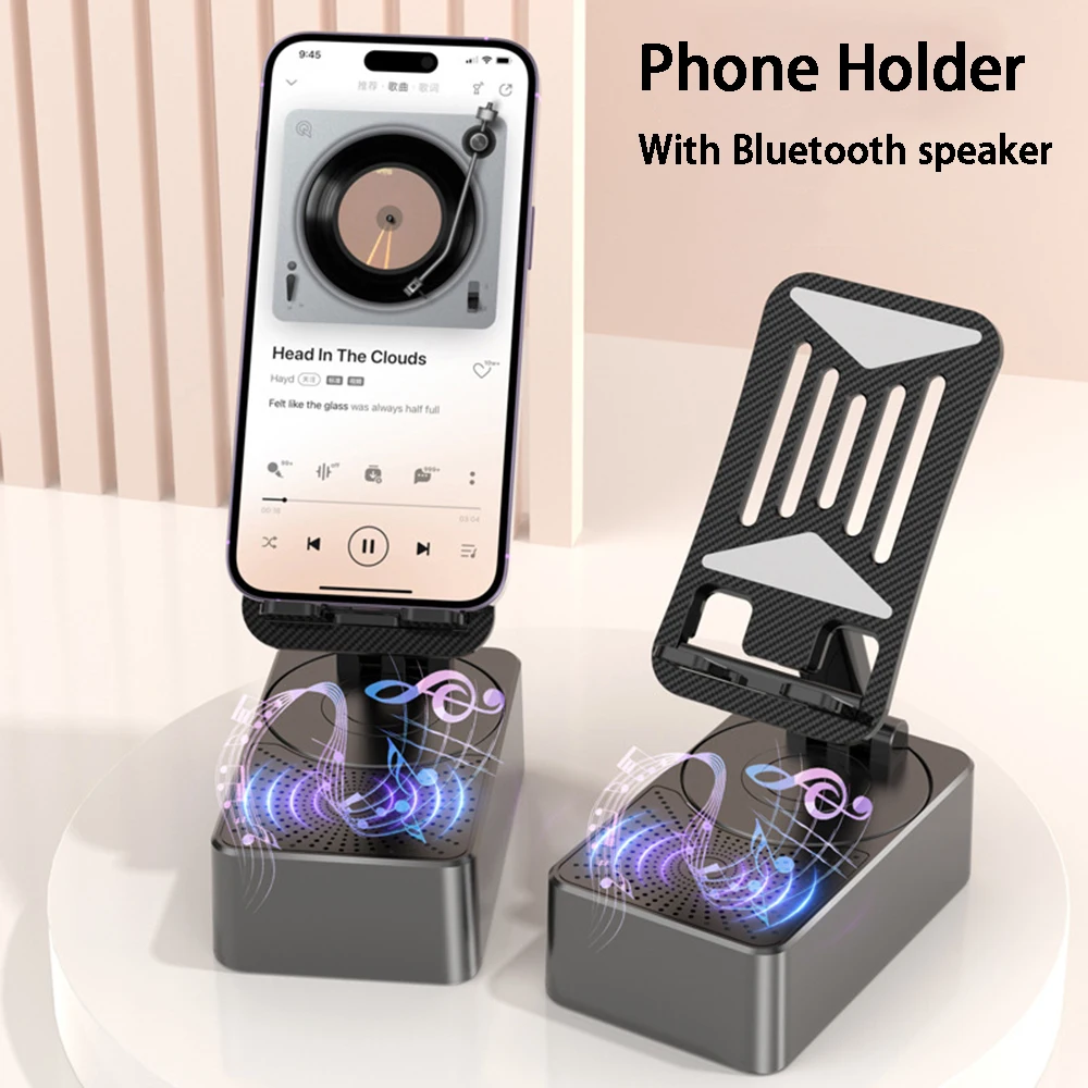 Mobile-Phone-Holder-With-Speaker-Foldable-Smart-Bluetooth-5-0-Portable ...