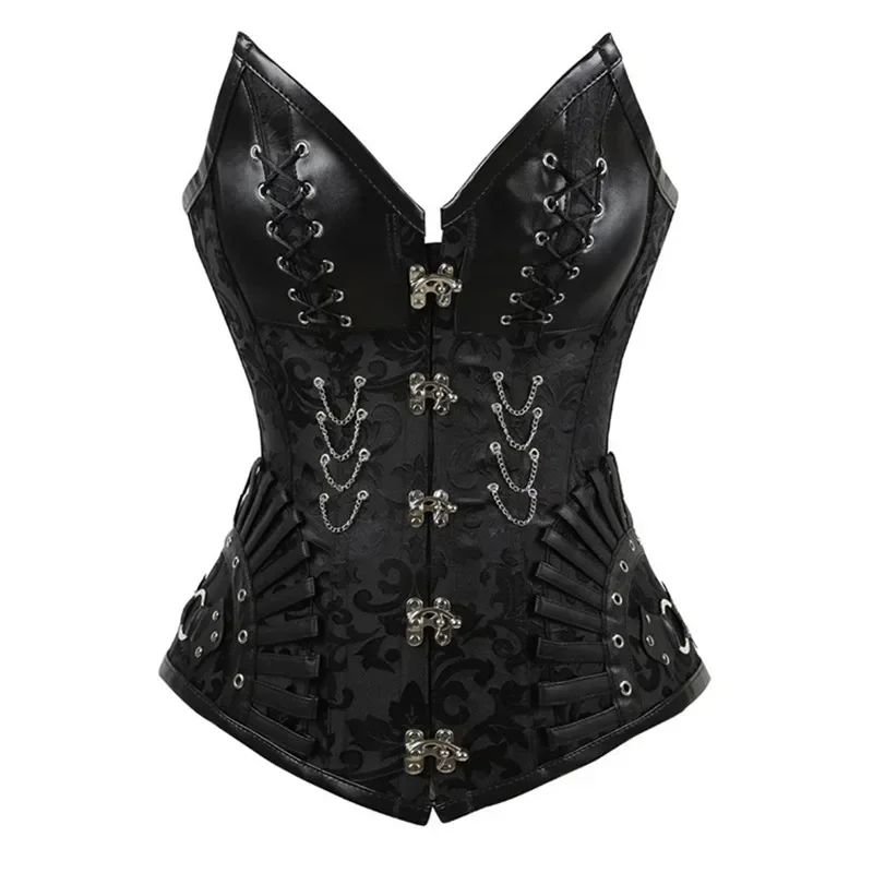 Steampunk-Corsets-And-Bustiers-Pu-Leather-Gothic-Punk-Corset-Overbust ...