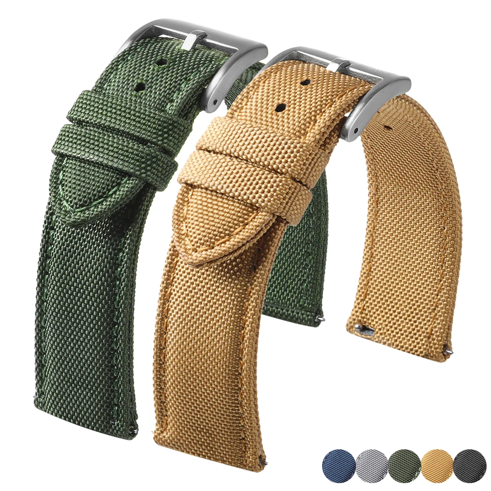 Waterproof Sailcloth Watch Strap Two-Sided Nylon Watchband 20mm 22mm ...