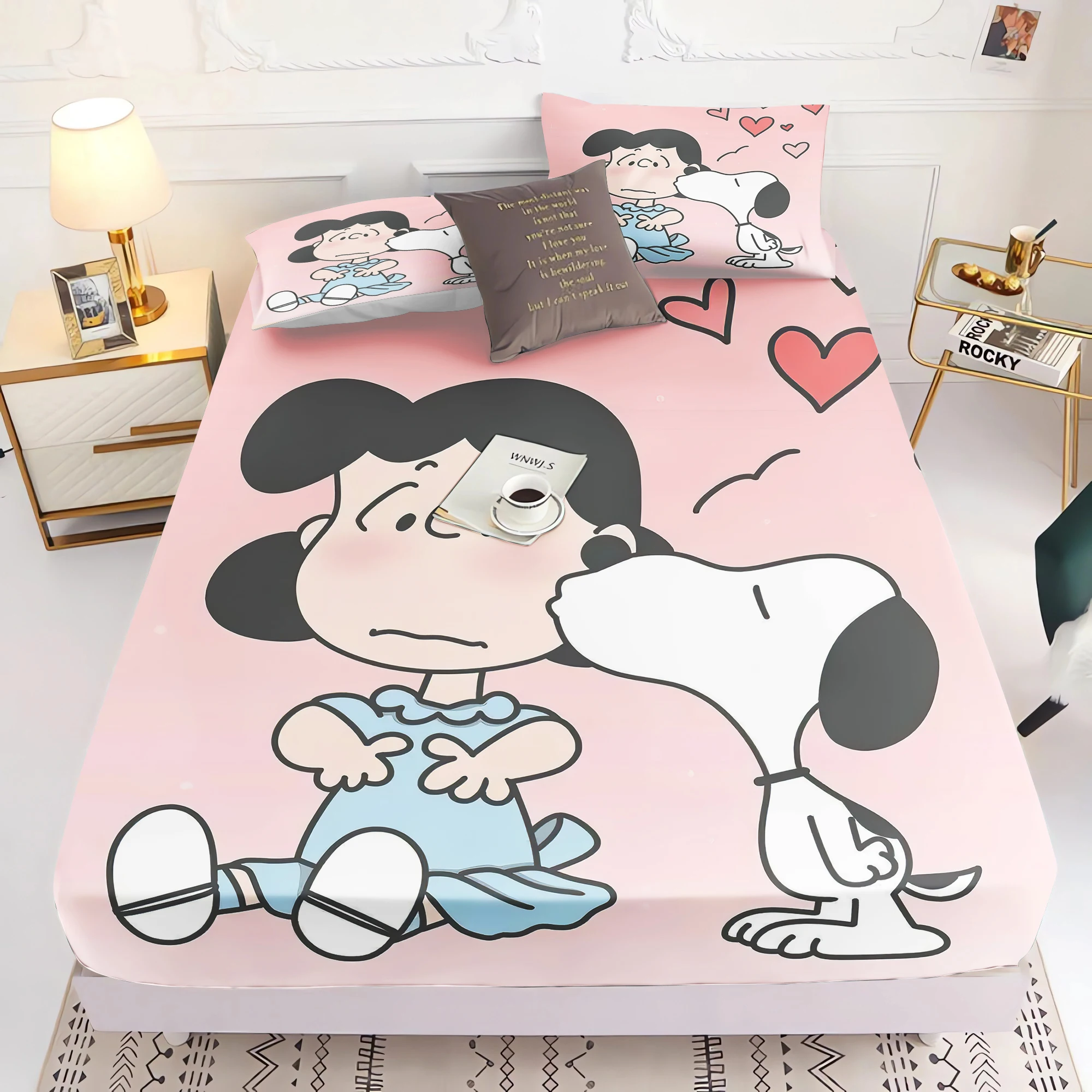 Snoopy-Printed-3-Piece-Set-1fitted-Sheet-Universal-Suitable-For ...