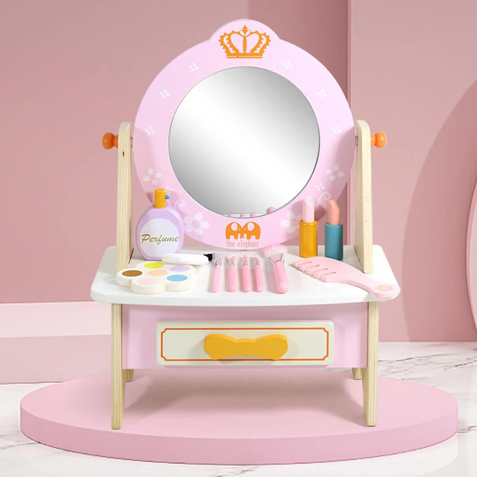 Montessori Princess Vanity Table with Makeup Accessories Kids Dress up ...