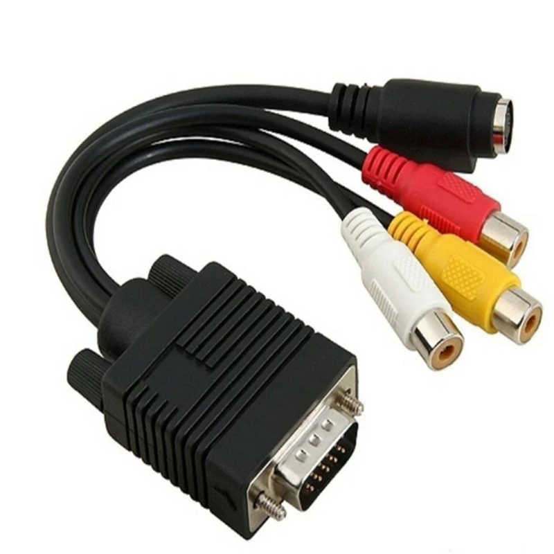 VGA Male to S-Video 3 RCA Jack Female Composite AV TV Out Adapter ...