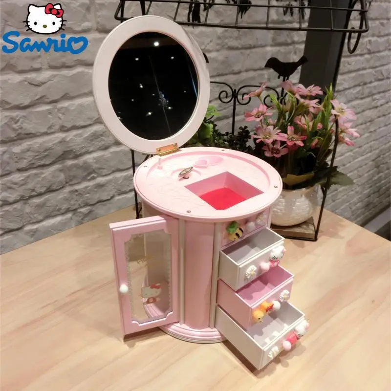 Sanrio Hello Kitty Cartoon Children Jewelry Box Rotating Clockwork ...