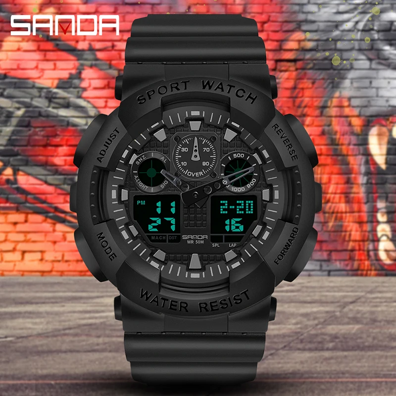 SANDA-2022-New-Outdoor-Sports-Mens-Watches-Luminous-LED-Display-Multifunctional-Chronograph-50M ...