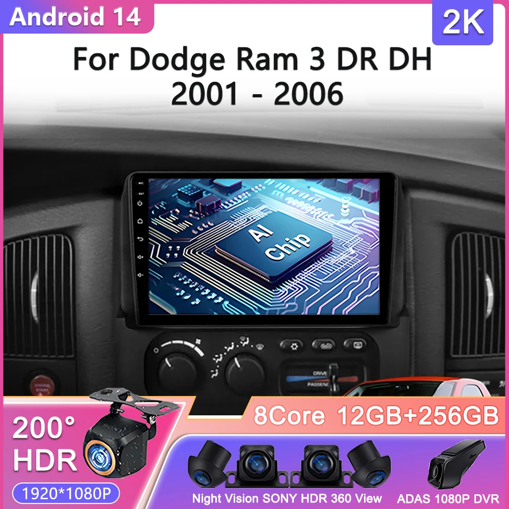 Android 14 2K Screen For Dodge Ram 3 DR DH 2001 - 2006 Car Radio ...