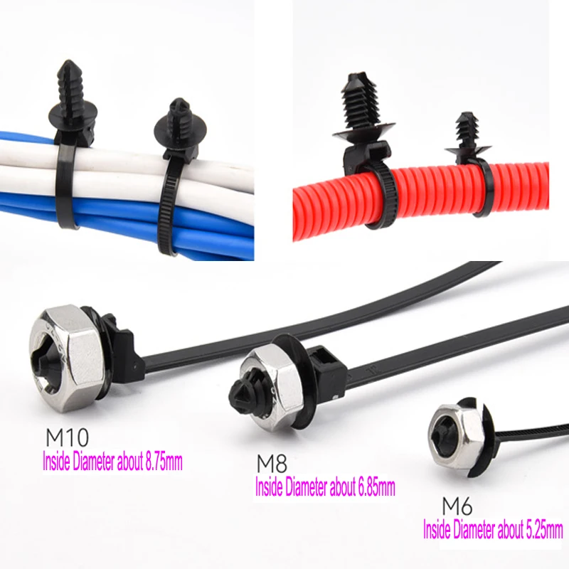Threaded M6 M8 M10 Hole Nylon Plastic Vehicle Motocycle Cable Tie Car ...