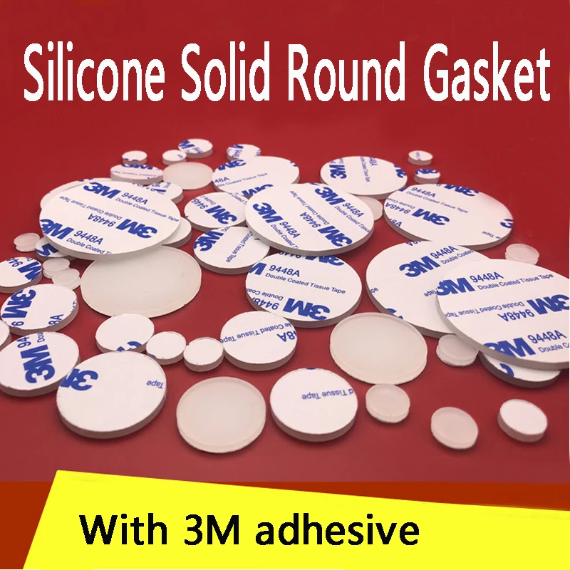 Silicone-Gasket-with-3M-Adhesive-Solid-Round-Flat-Gaskets-Seal-Ring ...
