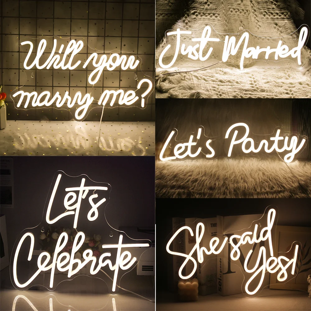 Marry Proposal Decoration | Acrylic Wall Valentine's | Acrylic Neon ...